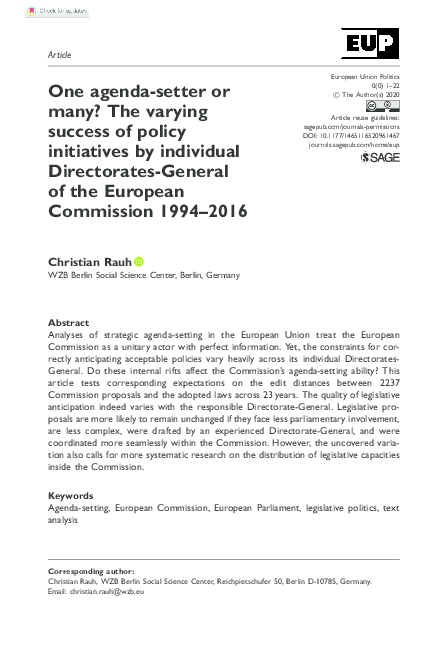 (PDF) One agenda-setter or many? The varying success of policy ...