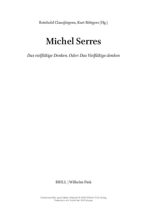 (PDF) Michel Serres – Das vielfältige Denken. Oder: Das Vielfältige denken