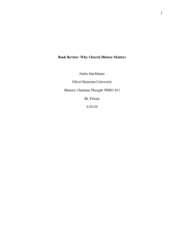 (DOC) Why Church History Matters
