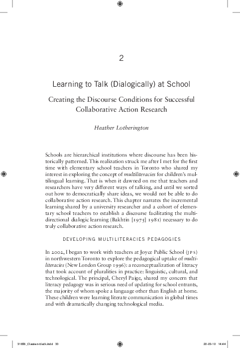 (PDF) Learning to Talk (Dialogically) at School Creating the Discourse ...