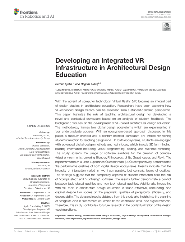(PDF) Developing an Integrated VR Infrastructure in Architectural ...