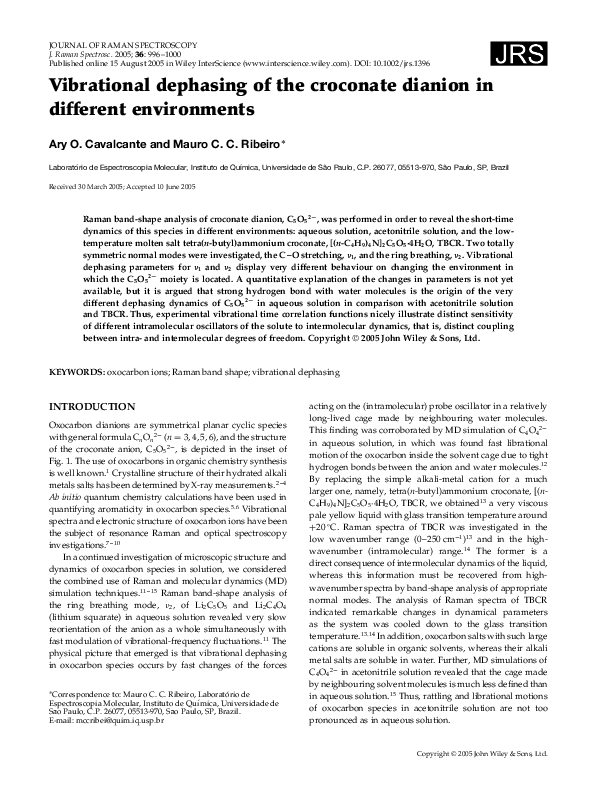 (PDF) Vibrational dephasing of the croconate dianion in different ...