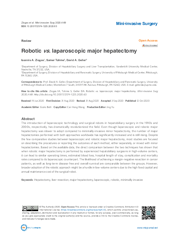 (PDF) Robotic vs. laparoscopic major hepatectomy