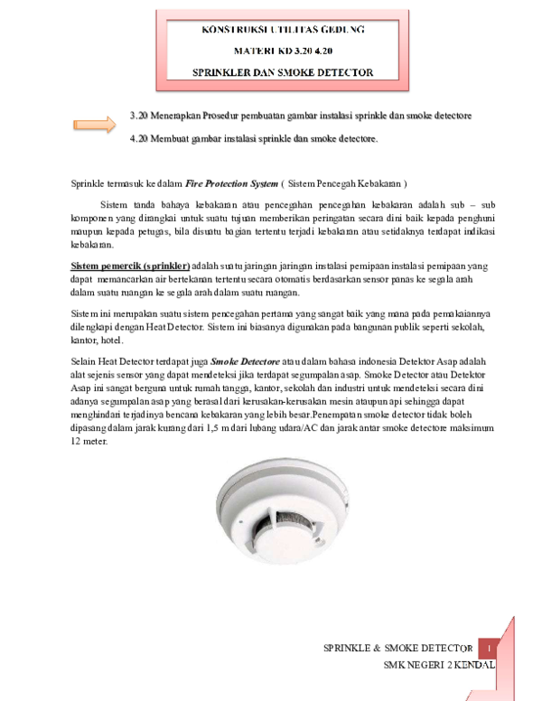 (PDF) Sprinkle termasuk ke dalam Fire Protection System ( Sistem Pencegah Kebakaran