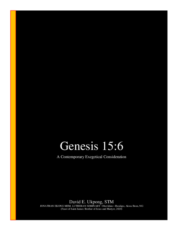 (PDF) Genesis 15:6--A Contemporary Exegetical Consideration