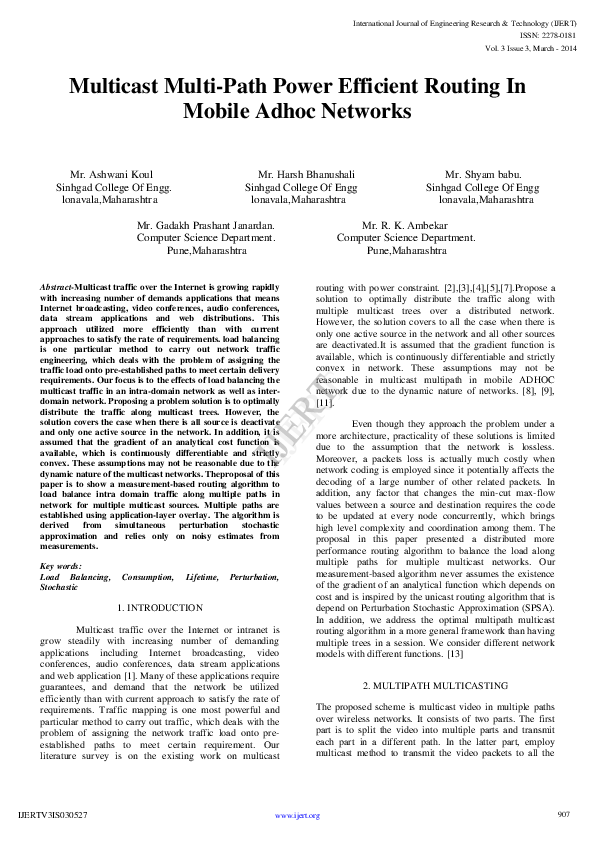 (PDF) IJERT-Multicast Multi-Path Power Efficient Routing In Mobile Adhoc Networks
