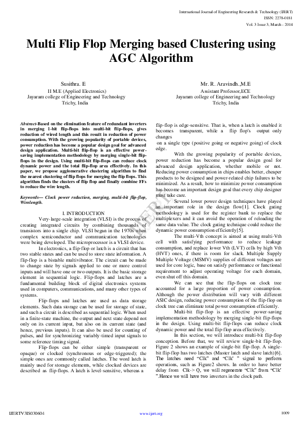 Pdf Ijert Multi Flip Flop Merging Based Clustering Using Agc Algorithm Ijert Journal