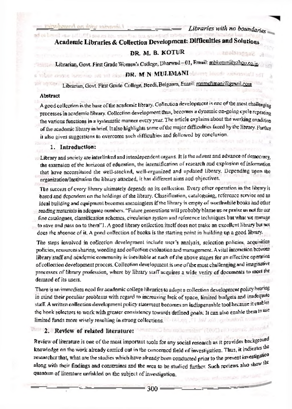 (PDF) Academic Libraries and Collection Development: Difficulties and ...