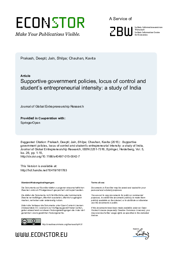 (PDF) Supportive government policies, locus of control and student’s ...