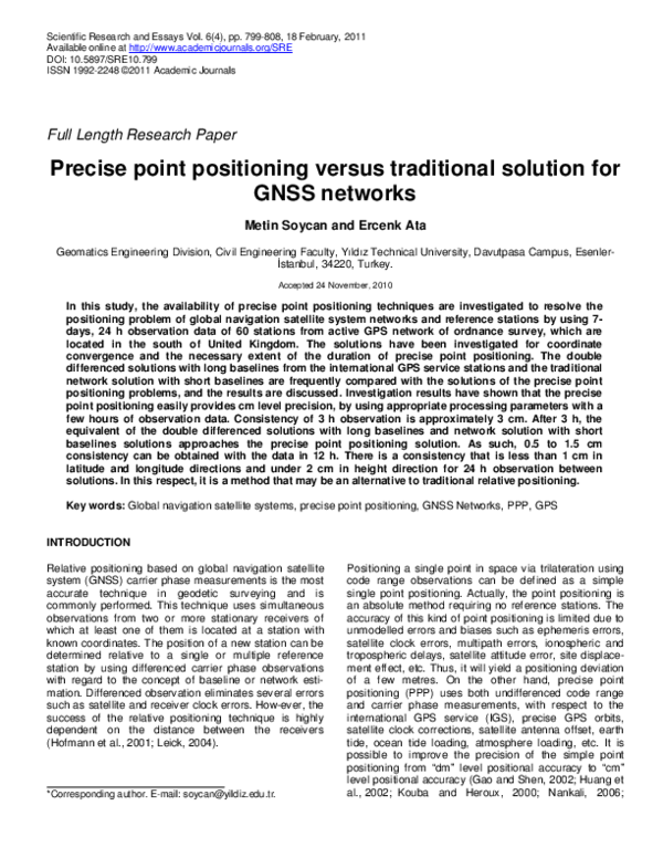 (PDF) Precise point positioning versus traditional solution for GNSS networks