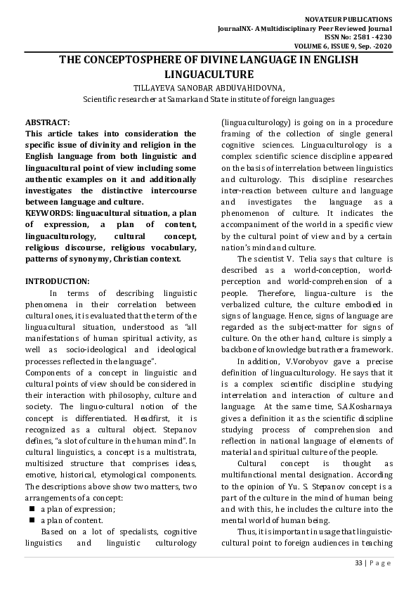 (PDF) JORNALNX-THE CONCEPTOSPHERE OF DIVINE LANGUAGE IN ENGLISH ...