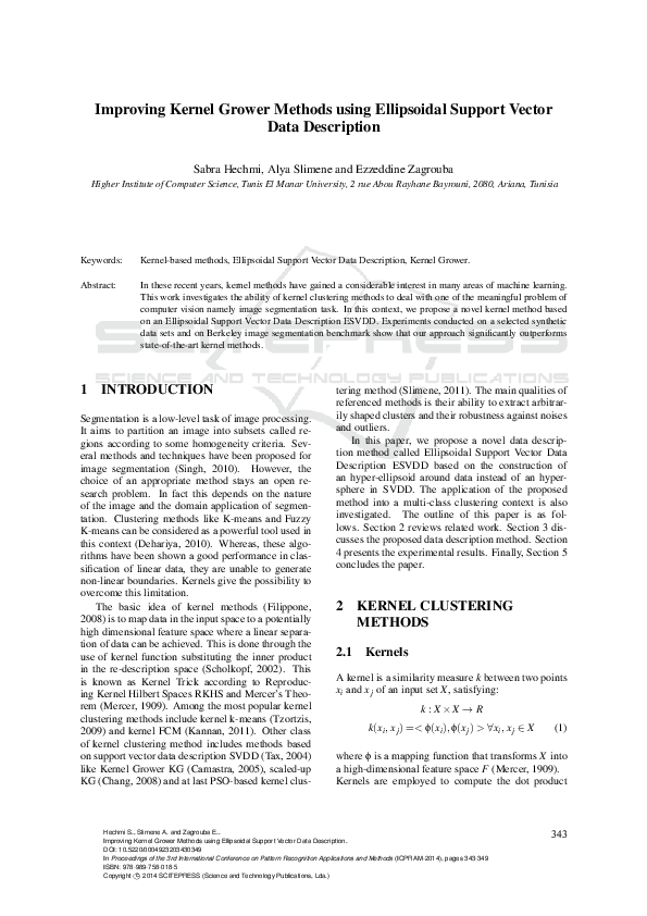 Pdf Improving Kernel Grower Methods Using Ellipsoidal Support Vector Data Description