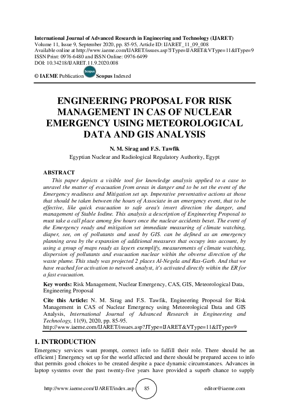 (PDF) ENGINEERING PROPOSAL FOR RISK MANAGEMENT IN CAS OF NUCLEAR ...