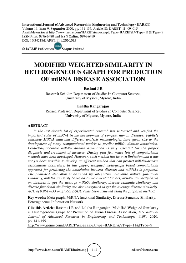 (PDF) MODIFIED WEIGHTED SIMILARITY IN HETEROGENEOUS GRAPH FOR ...