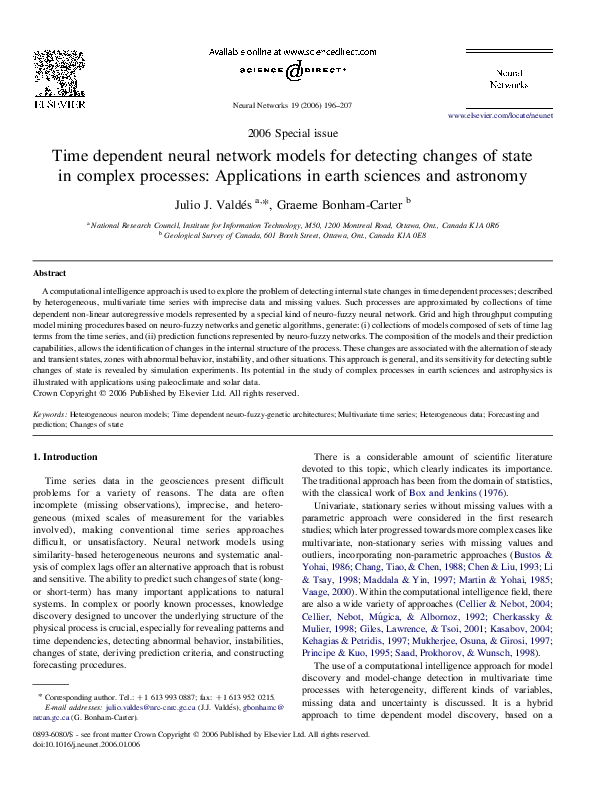 (PDF) Time dependent neural network models for detecting changes of state in complex processes ...