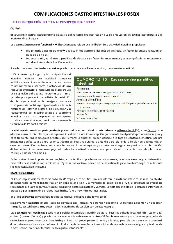 (DOC) COMPLICACIONES GASTROINTESTINALES POSQX ILEO Y OBSTRUCCIÓN ...