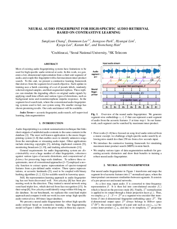 (PDF) NEURAL AUDIO FINGERPRINT FOR HIGH-SPECIFIC AUDIO RETRIEVAL BASED ...