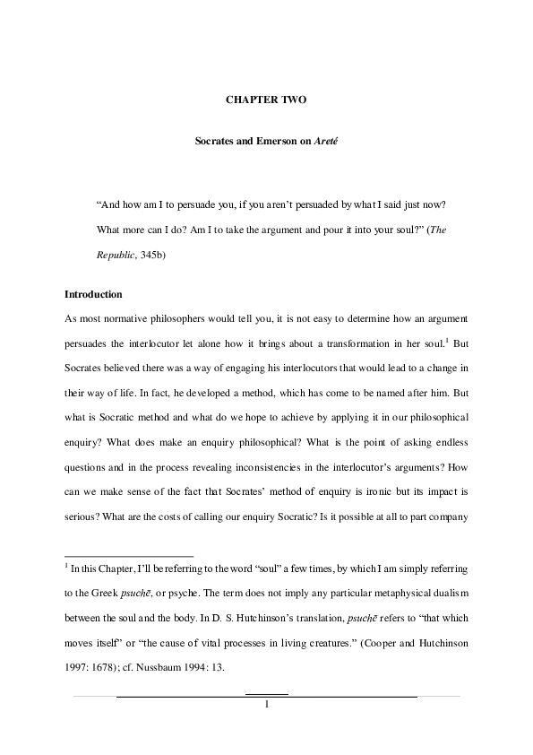 (PDF) Socrates and Emerson on Areté