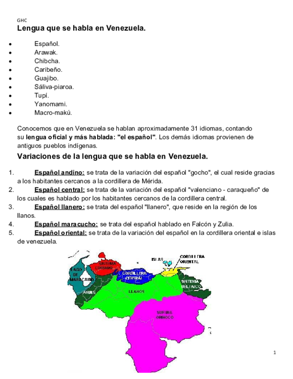 (DOC) Lengua que se habla en Venezuela
