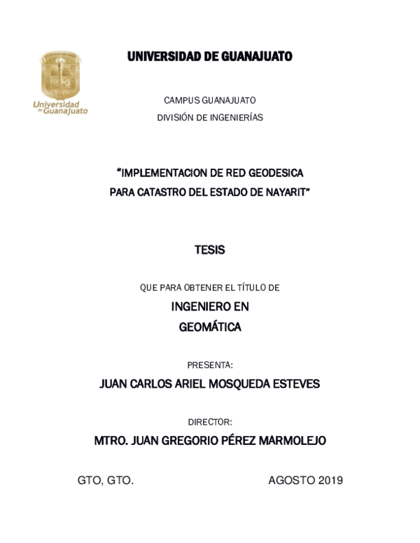 (PDF) "IMPLEMENTACION DE RED GEODESICA PARA CATASTRO DEL ESTADO DE ...