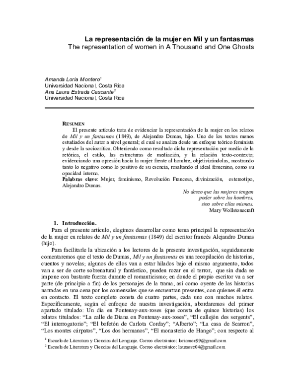 (DOC) Los mil y un fantasmas, Dumas. Por Amanda Loría y Ana Estrada