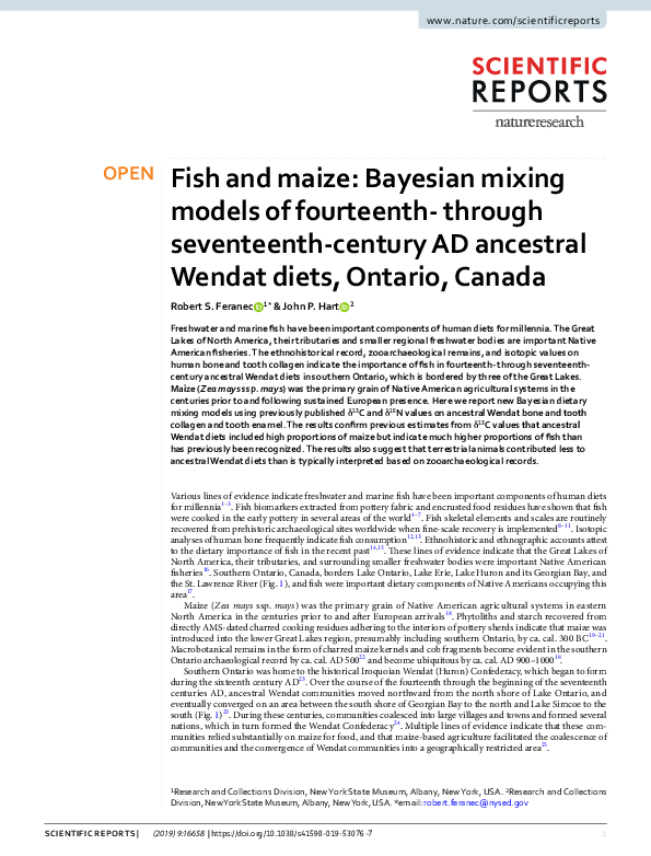 (PDF) Fish and maize: Bayesian mixing models of fourteenth- through ...
