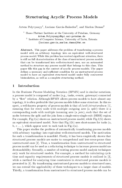 Pdf Structuring Acyclic Process Models