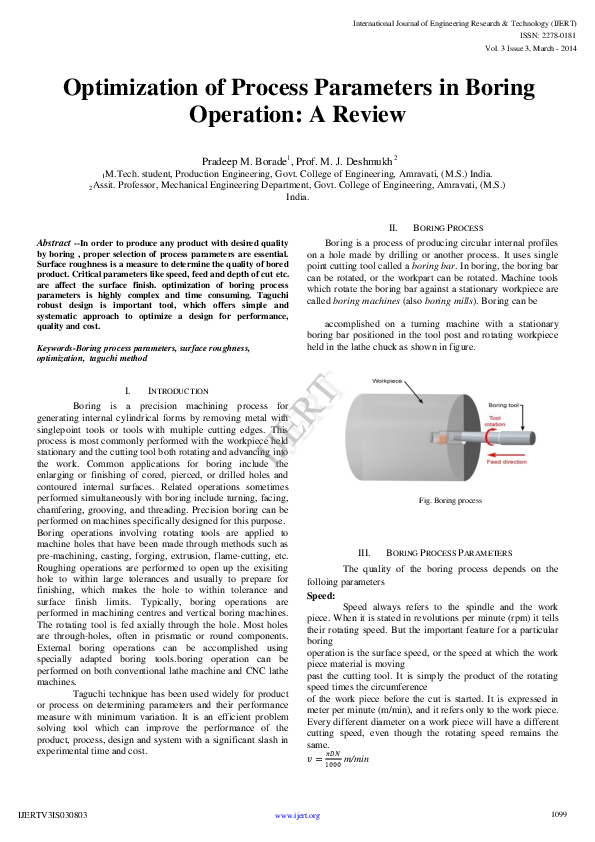Pdf Optimization Of Drilling Parameters For Minimum Surface Roughness Using Taguchi Method