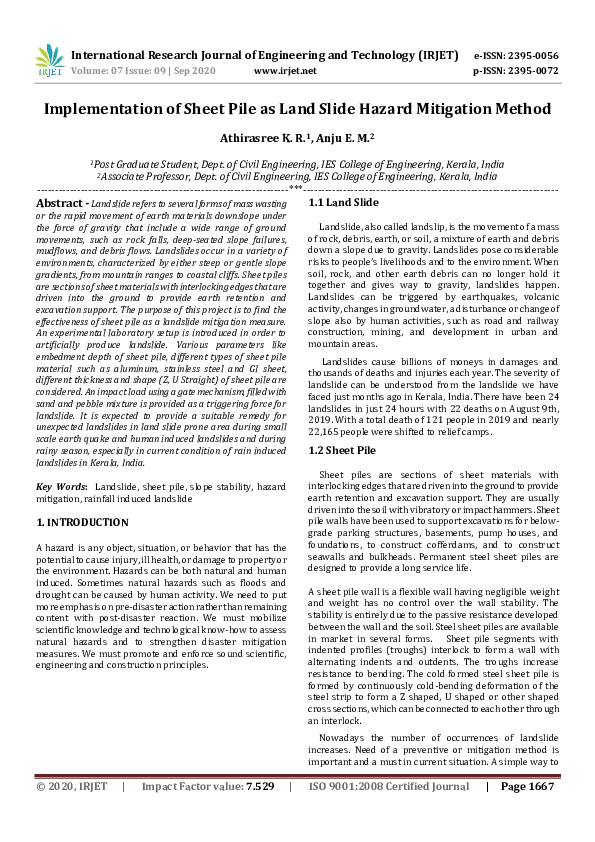(PDF) IRJET- Implementation of Sheet Pile as Land Slide Hazard ...