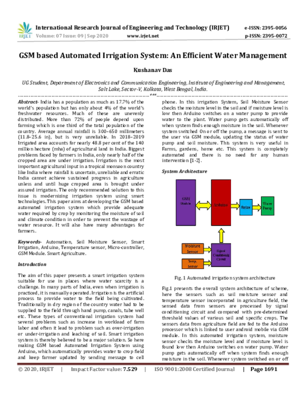 (PDF) IRJET- GSM based Automated Irrigation System: An Efficient Water ...