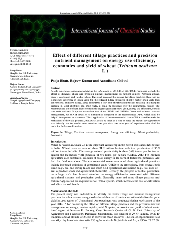 Pdf Effect Of Different Tillage Practices And Precision Nutrient