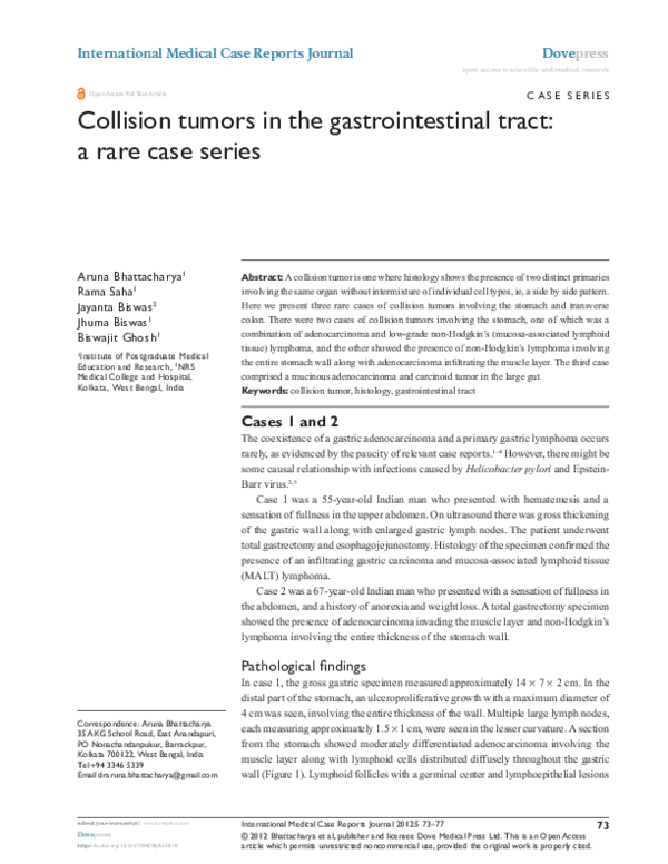 (PDF) Collision tumors in the gastrointestinal tract: a rare case series