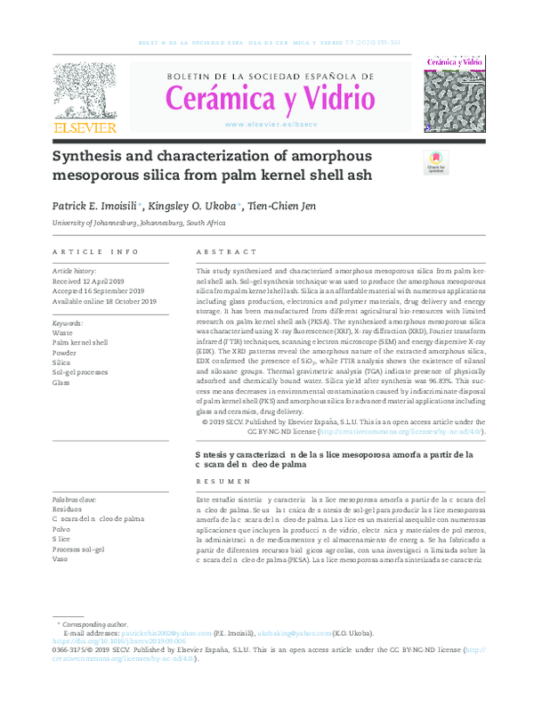 (PDF) Synthesis and characterization of amorphous mesoporous silica ...