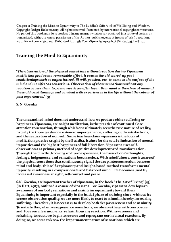 (PDF) Training the Mind to Equanimity