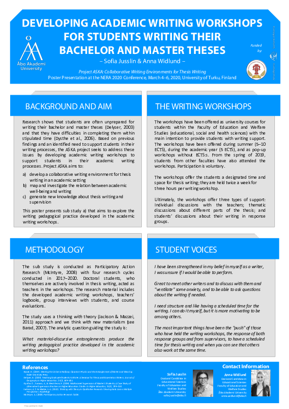 (PDF) Developing academic writing workshops for students writing their ...