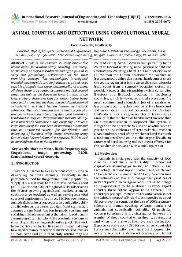 (PDF) IRJET- ANIMAL COUNTING AND DETECTION USING CONVOLUTIONAL NEURAL NETWORK