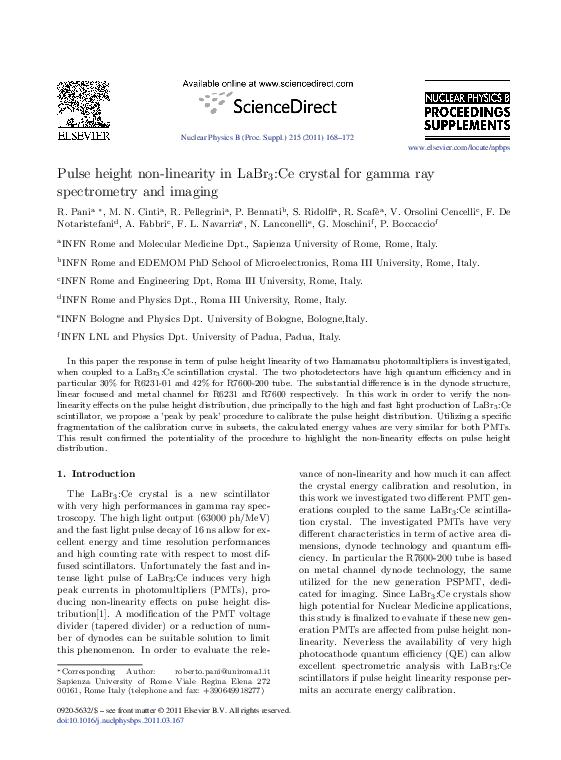 (PDF) Pulse height non-linearity in LaBr3:Ce crystal for gamma ray ...