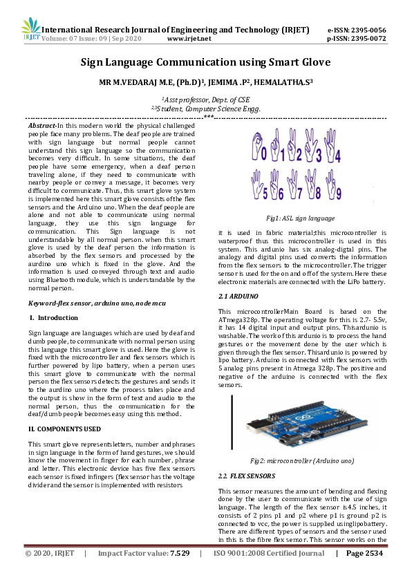 (PDF) IRJET- Sign Language Communication using Smart Glove