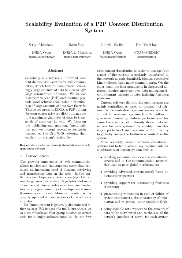 (PDF) Evaluating Scalability in P2P Content Distribution