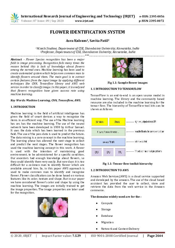 (PDF) IRJET- FLOWER IDENTIFICATION SYSTEM | IRJET Journal - Academia.edu