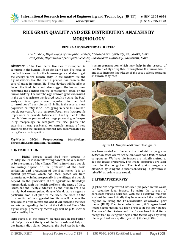 (PDF) IRJET- RICE GRAIN QUALITY AND SIZE DISTRIBUTION ANALYSIS BY ...