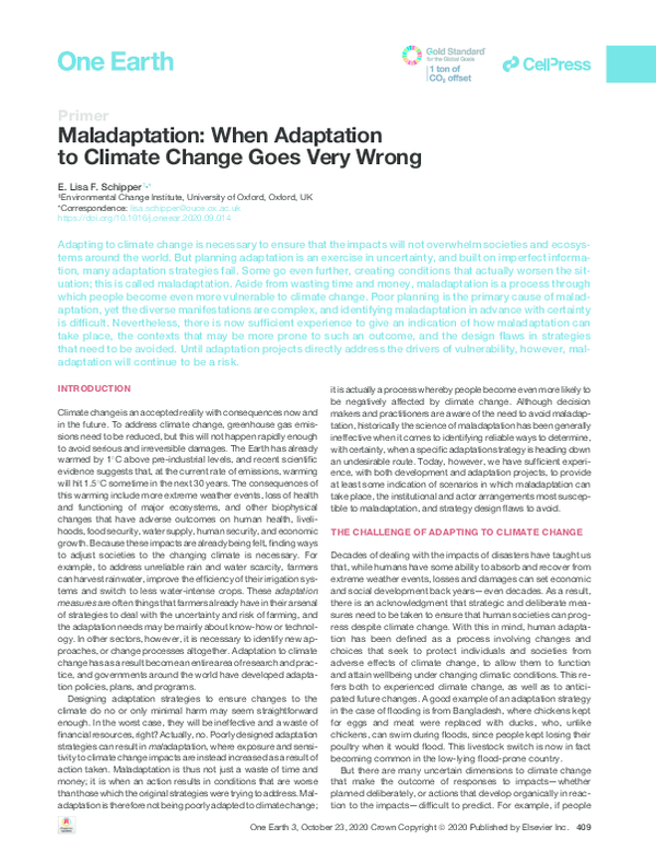 (PDF) Maladaptation: When Adaptation to Climate Change Goes Very Wrong