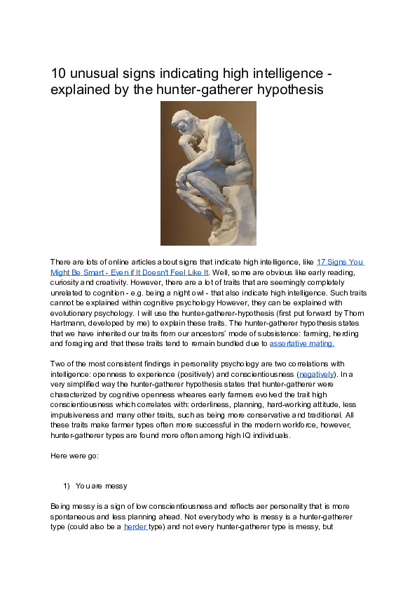 (DOC) Unusual signs indicating high intelligence - explained