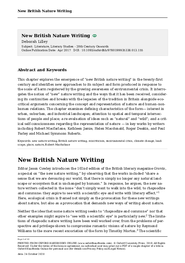 (PDF) New British Nature Writing