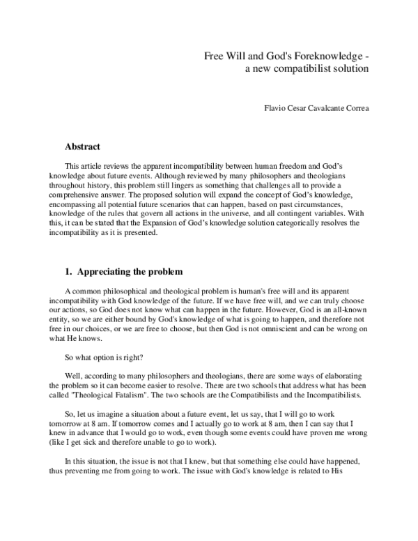 (PDF) Free Will and God's Foreknowledge - a new compatibilist solution
