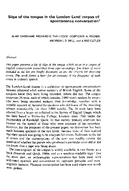 (PDF) Slips of the tongue in the London-Lund corpus of spontaneous ...