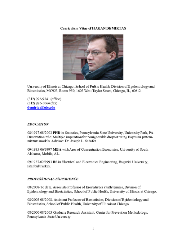 (PDF) DEMIRTAS-CV | Hakan Demirtas - Academia.edu