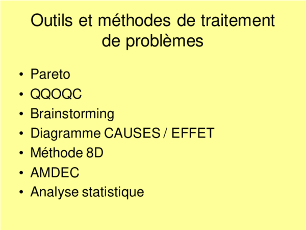 (PDF) Outils et méthodes de traitement de problèmes • Pareto • QQOQC • Brainstorming • Diagramme ...