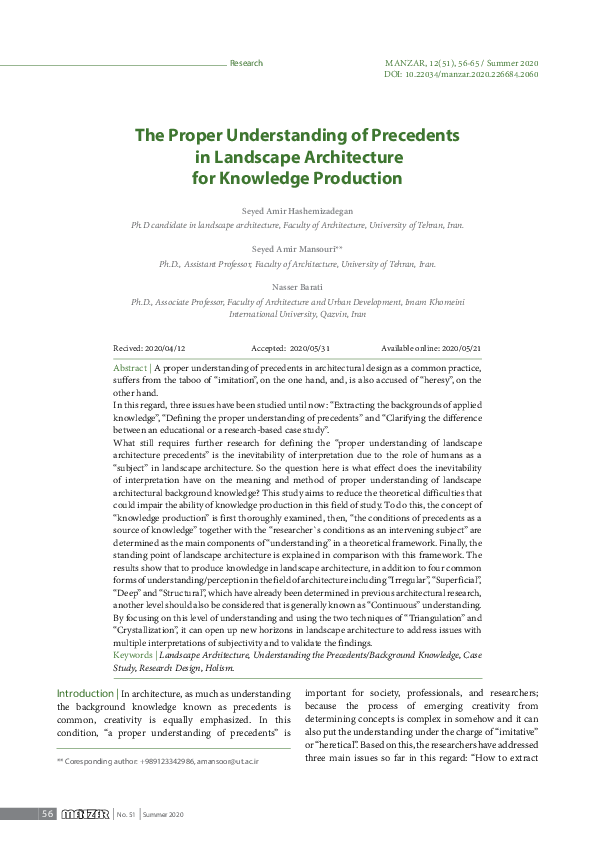 (PDF) The Proper Understanding of Precedents in Landscape Architecture ...