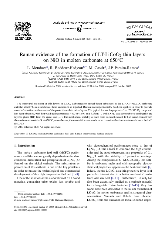 (PDF) Raman evidence of the formation of LT-LiCoO2 thin layers on NiO ...